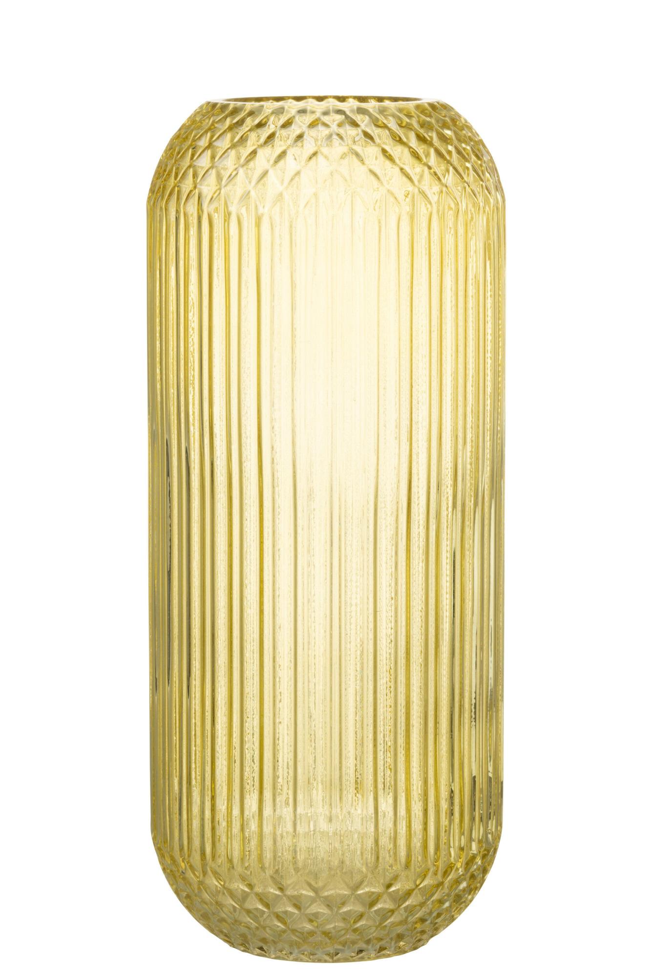 Vase droit taille verre jaune 15,3x15,3x36cm | Leroy Merlin