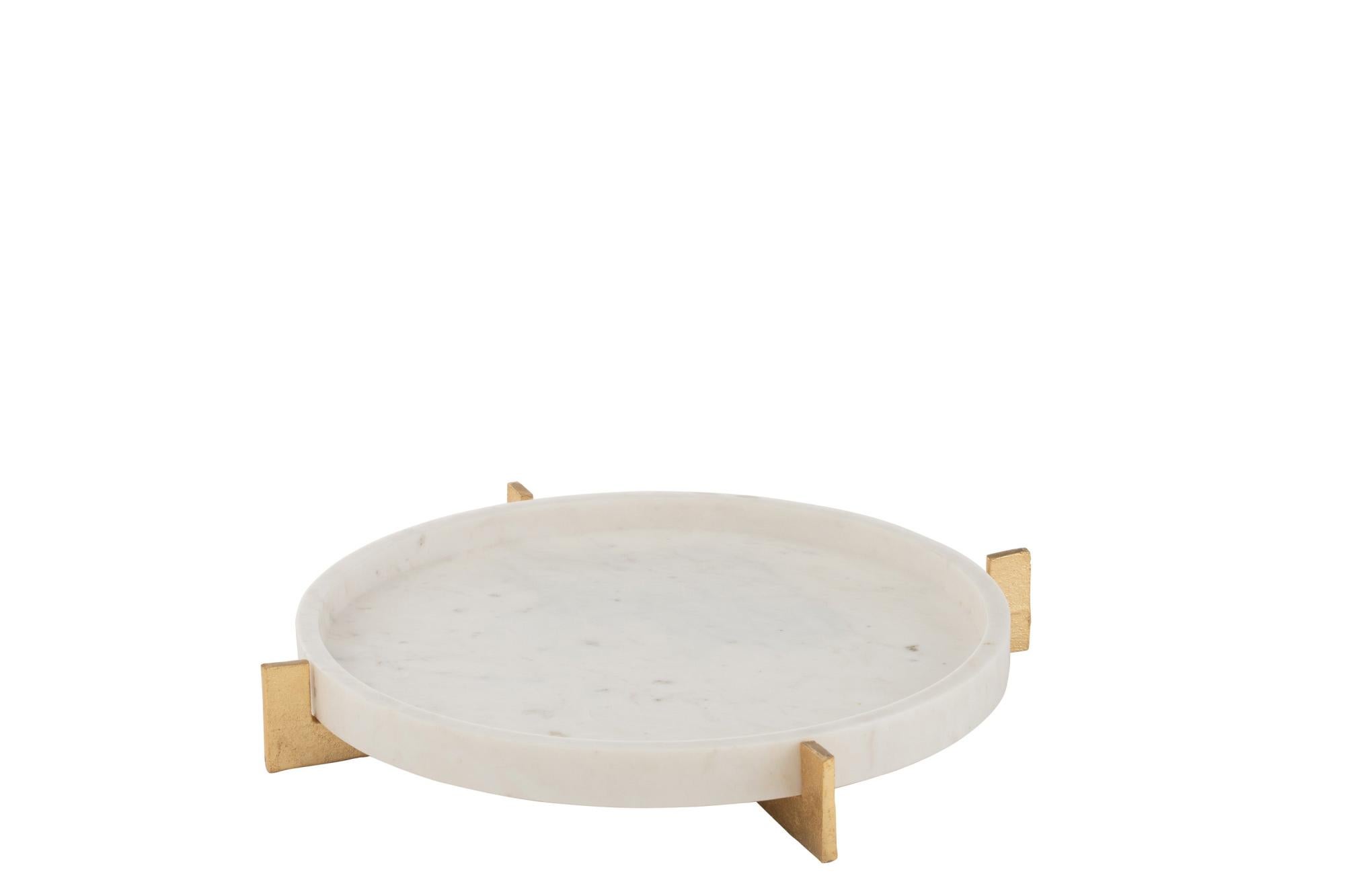 Plateau marbre base metal gris/champagne H. 6cm | Leroy Merlin