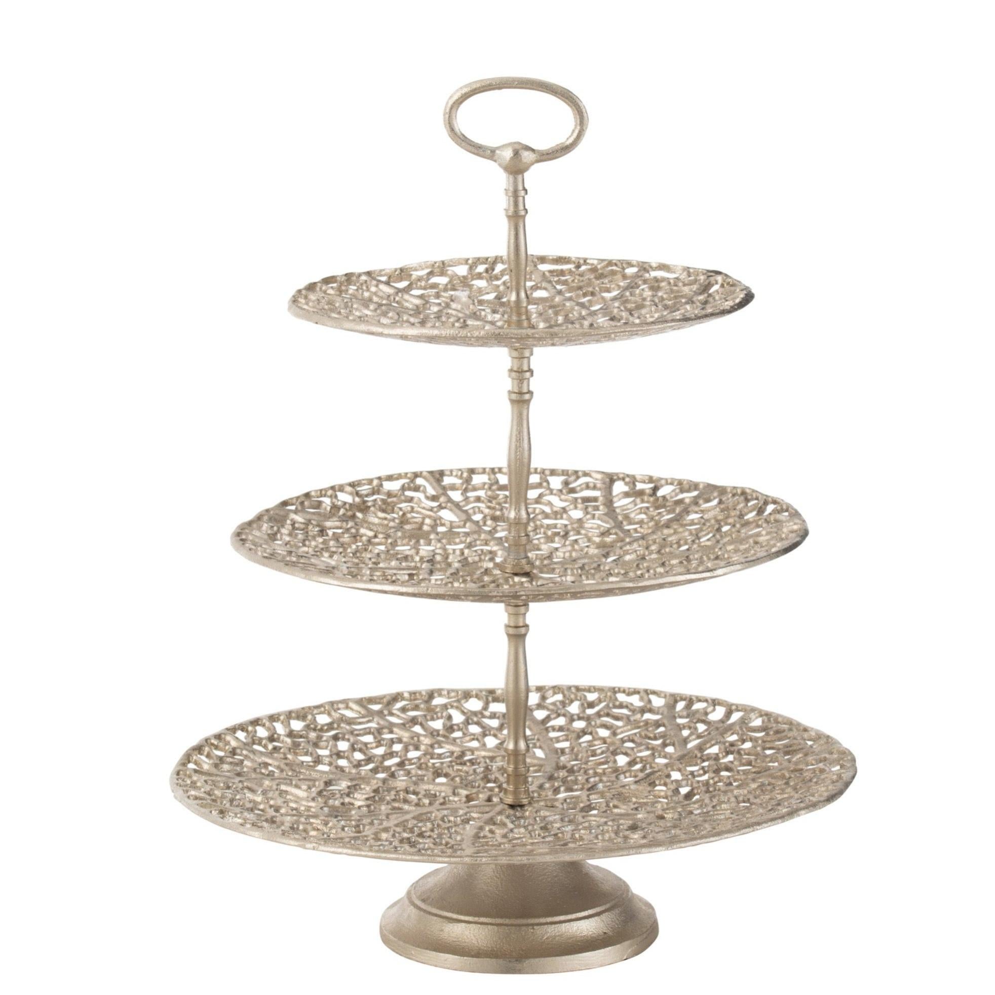 3 niveau presentoir a gateau corail metal champagne H. 58cm | Leroy Merlin