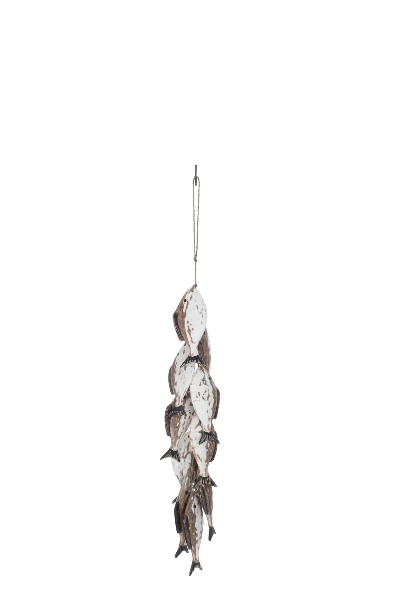 Suspension 10 poissons alabasia bois marron h. 68 cm | Leroy Merlin