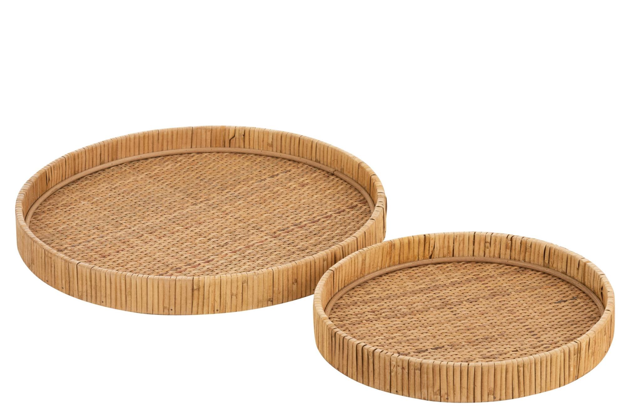 Set de 2 plateaux rond rotin naturel | Leroy Merlin