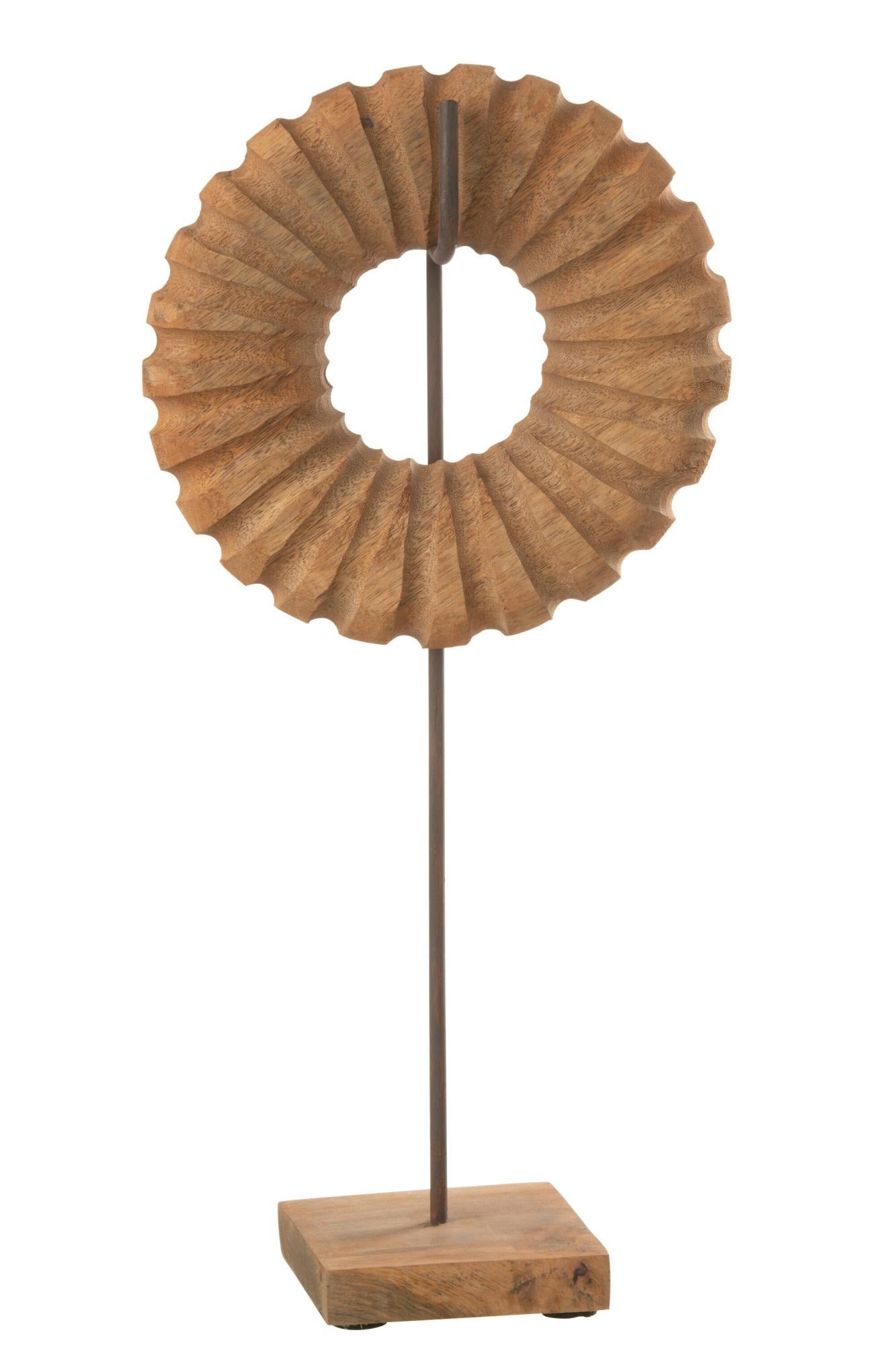Roue sur pied bois strie metal naturel 25x13x54,5cm | Leroy Merlin