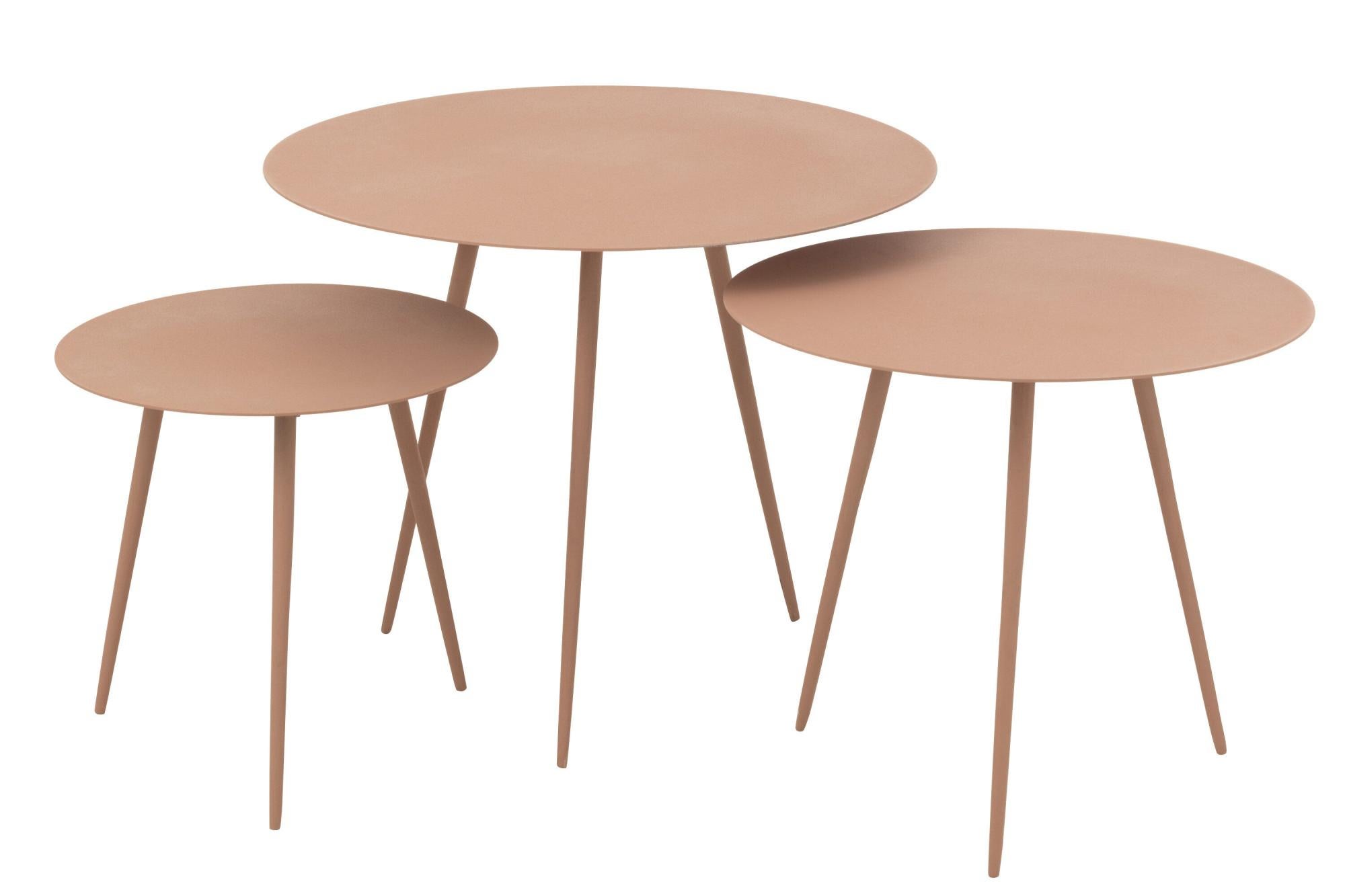 Set de trois tables gigognes acier vieux rose 56x56x44,5cm | Leroy Merlin