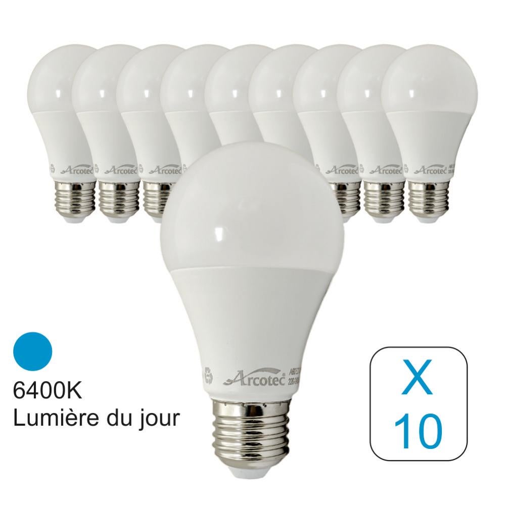 Lot de 10 ampoules LED E27 standard 7,4W 650Lm 6400K - garantie 2 ans | Leroy Merlin
