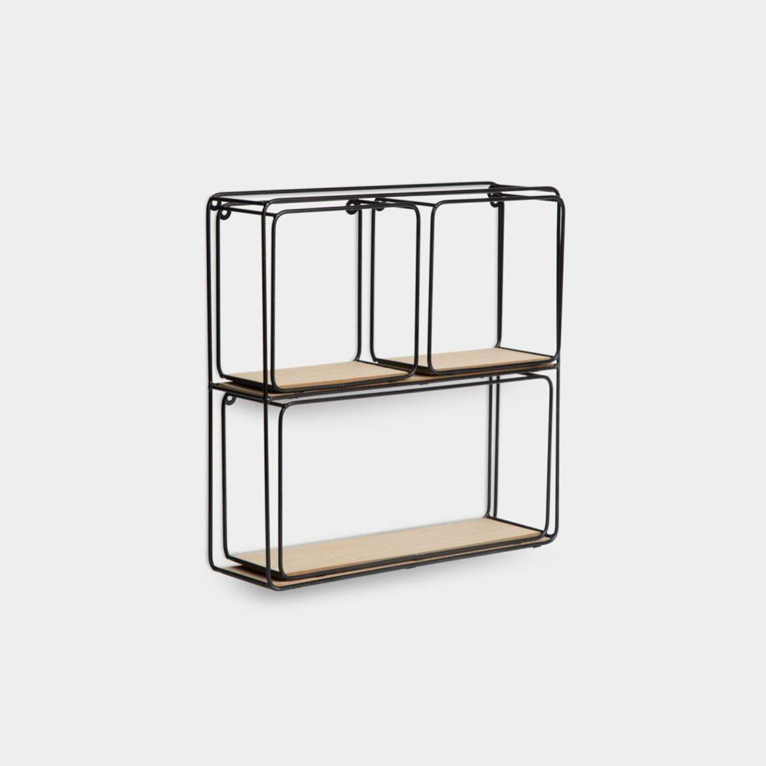 Set 4 estantes de pared color natural y negro Skum | Leroy Merlin