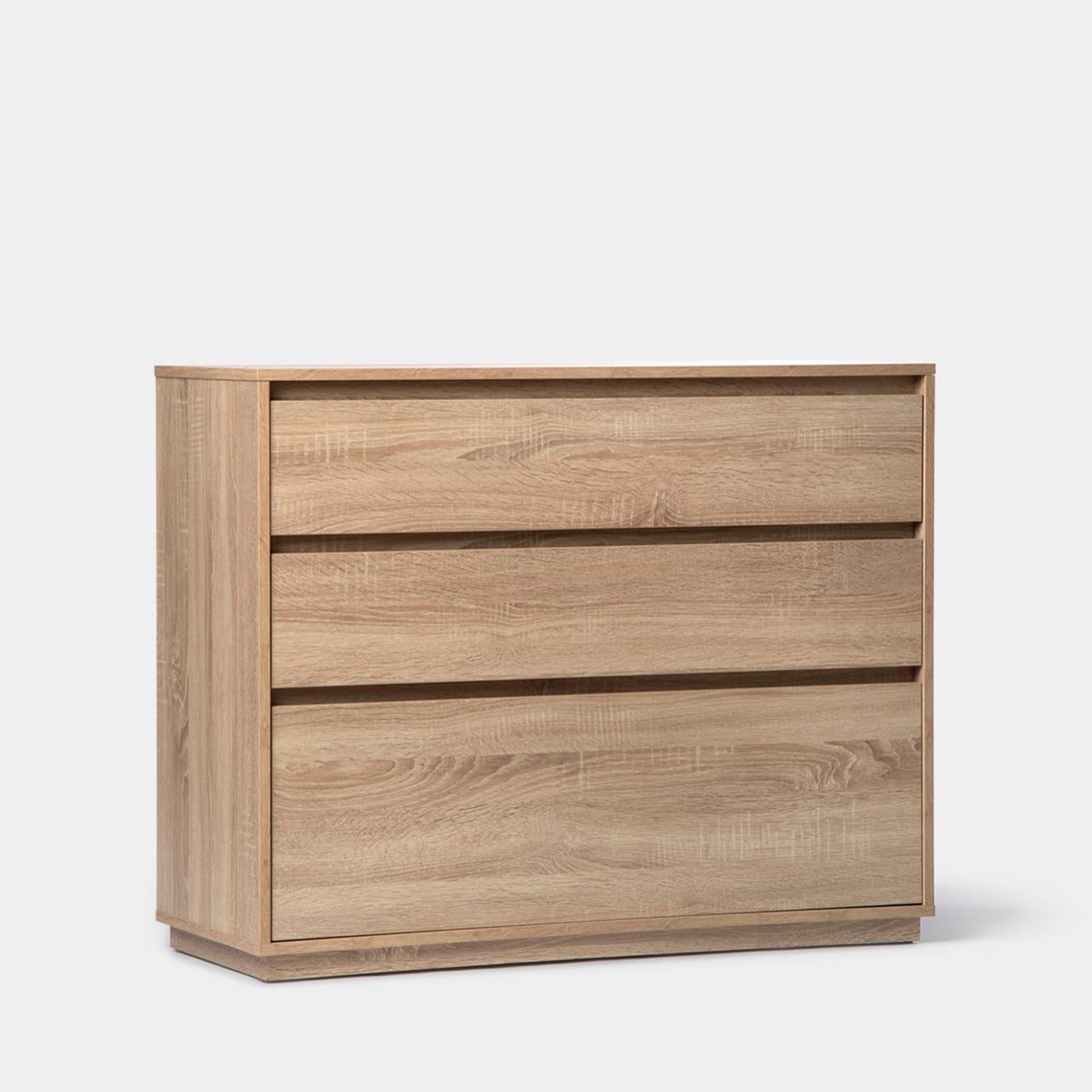 Oslo - Cómoda color natural de 3 cajones 100x79x40 cm | Leroy Merlin