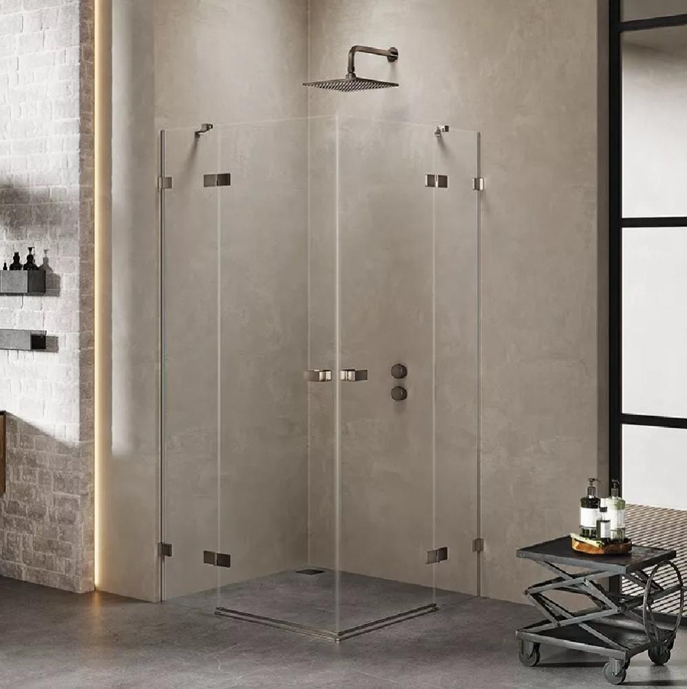 Cabine de douche 100x100cm 2 portes pivotantes,CARAIBES GUNMETAL ...