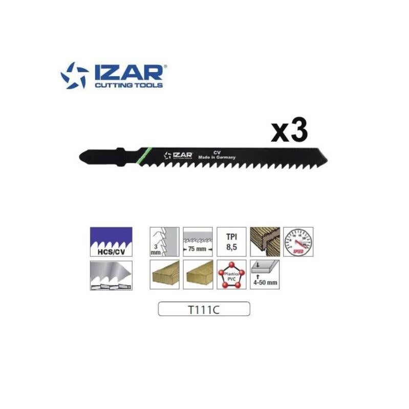 Lame de scie sauteuse Izar (T111C) coupe rapide 100mm TPI8.5 - paquet 3 PCS | Leroy Merlin