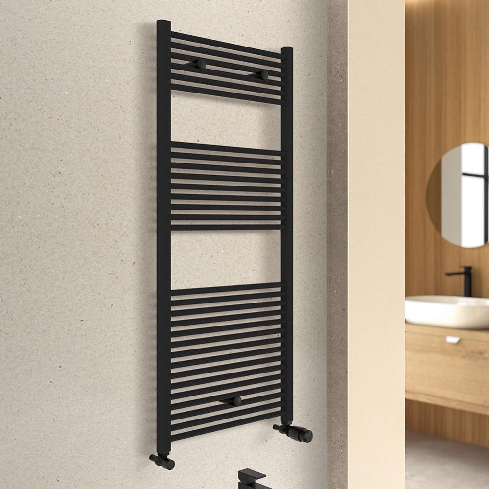 Termoarredo design nero opaco L 60x150 interasse 55 cm con Kit valvole ...