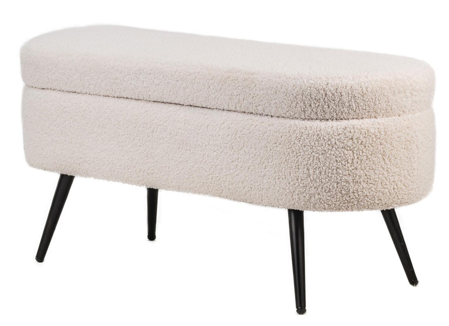 Nordlys - Banc Design Scandinave avec Rangement Pieds Metal Bouclettes ...