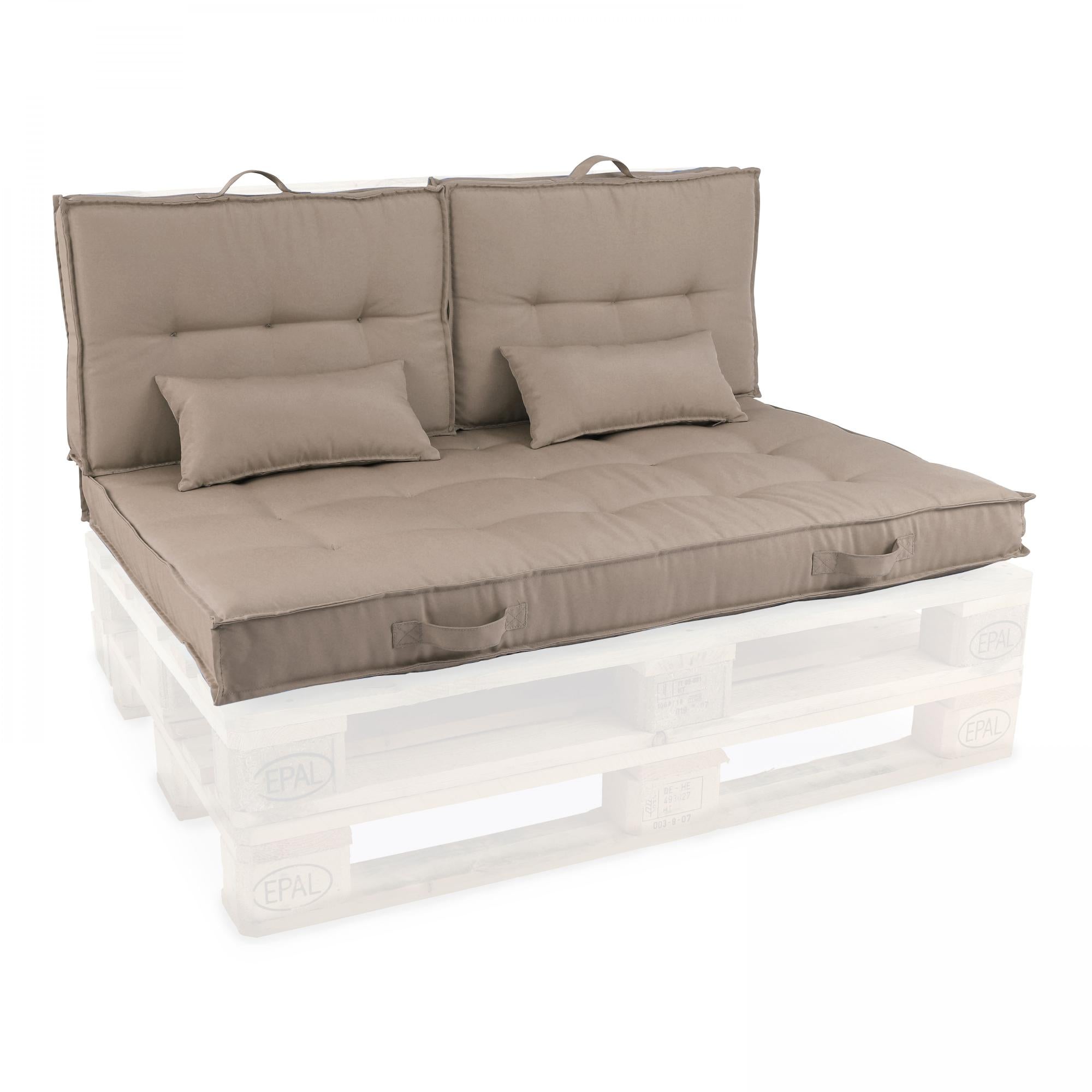 Ensemble coussins pour banquettes polyester taupe 120 x 80 x 12 cm ...