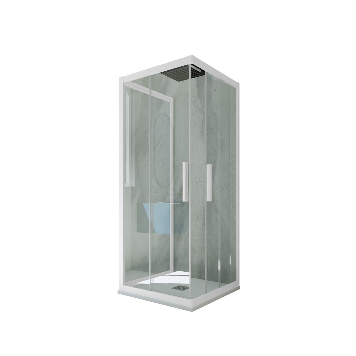 Box doccia 3 lati scorrevole 75x75x75 CM H 200 Vetro Trasparente ...