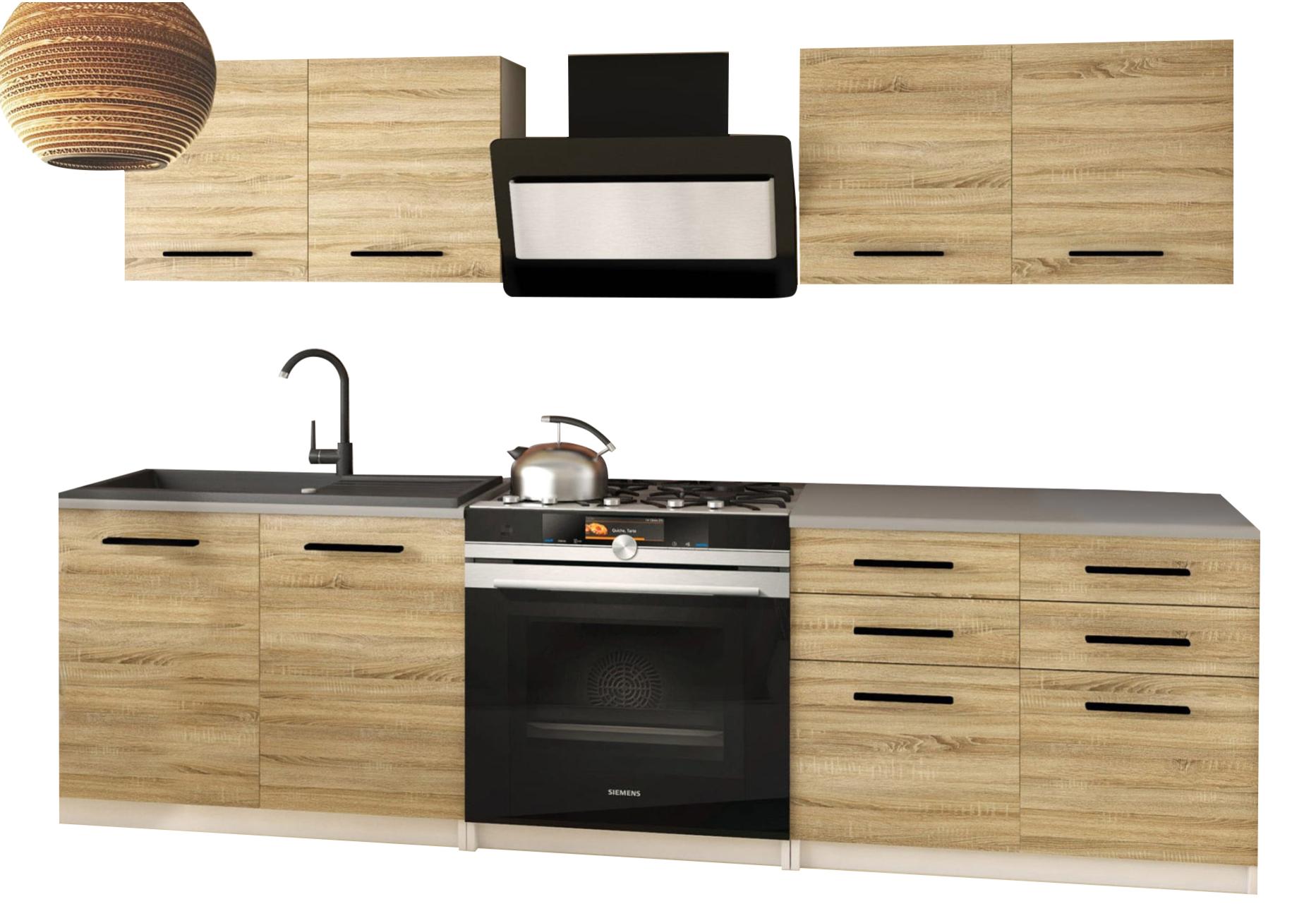 KOMPANO - Cuisine complète L160 cm - Cuisine droite 6 pcs - Plan de ...