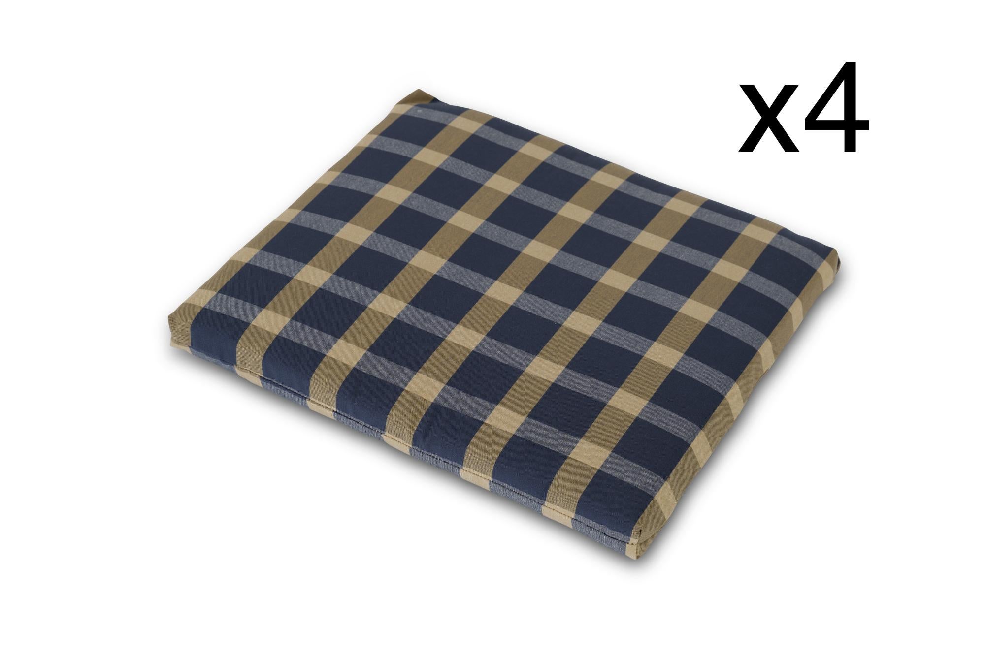 Pack 4 coussins chaises de jardin carrés bleu/beige | Leroy Merlin