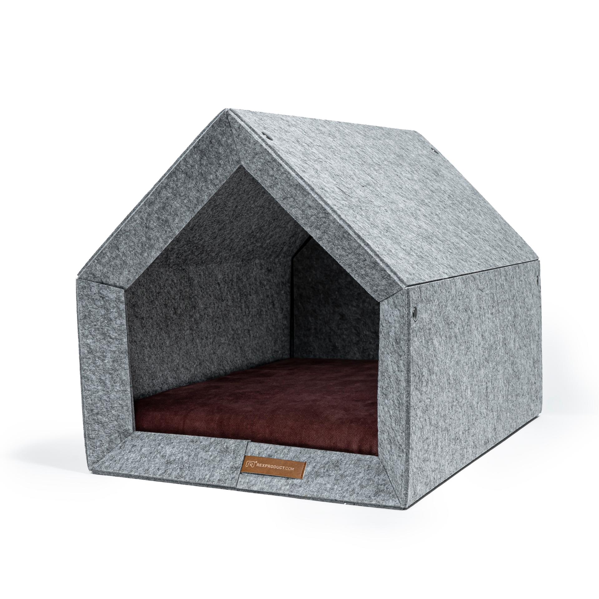 Rexproduct PetHome Niche pour chien en forme de maison, gris clair et rouge, taille M | Leroy Merlin