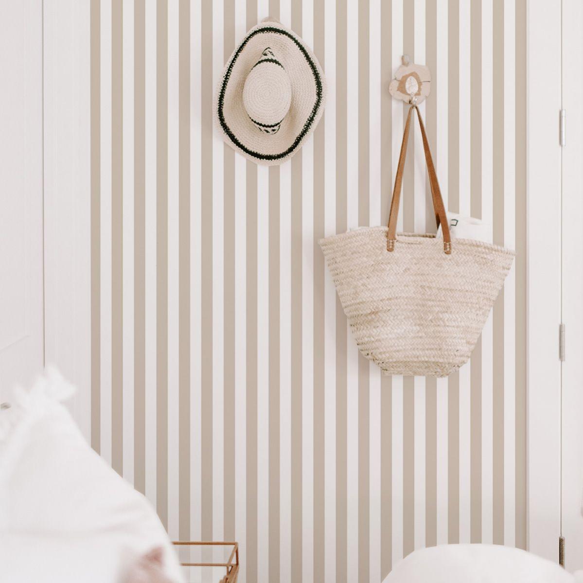 Carta da parati adesiva righe piccole ecru e bianco in vinile lavabile ...