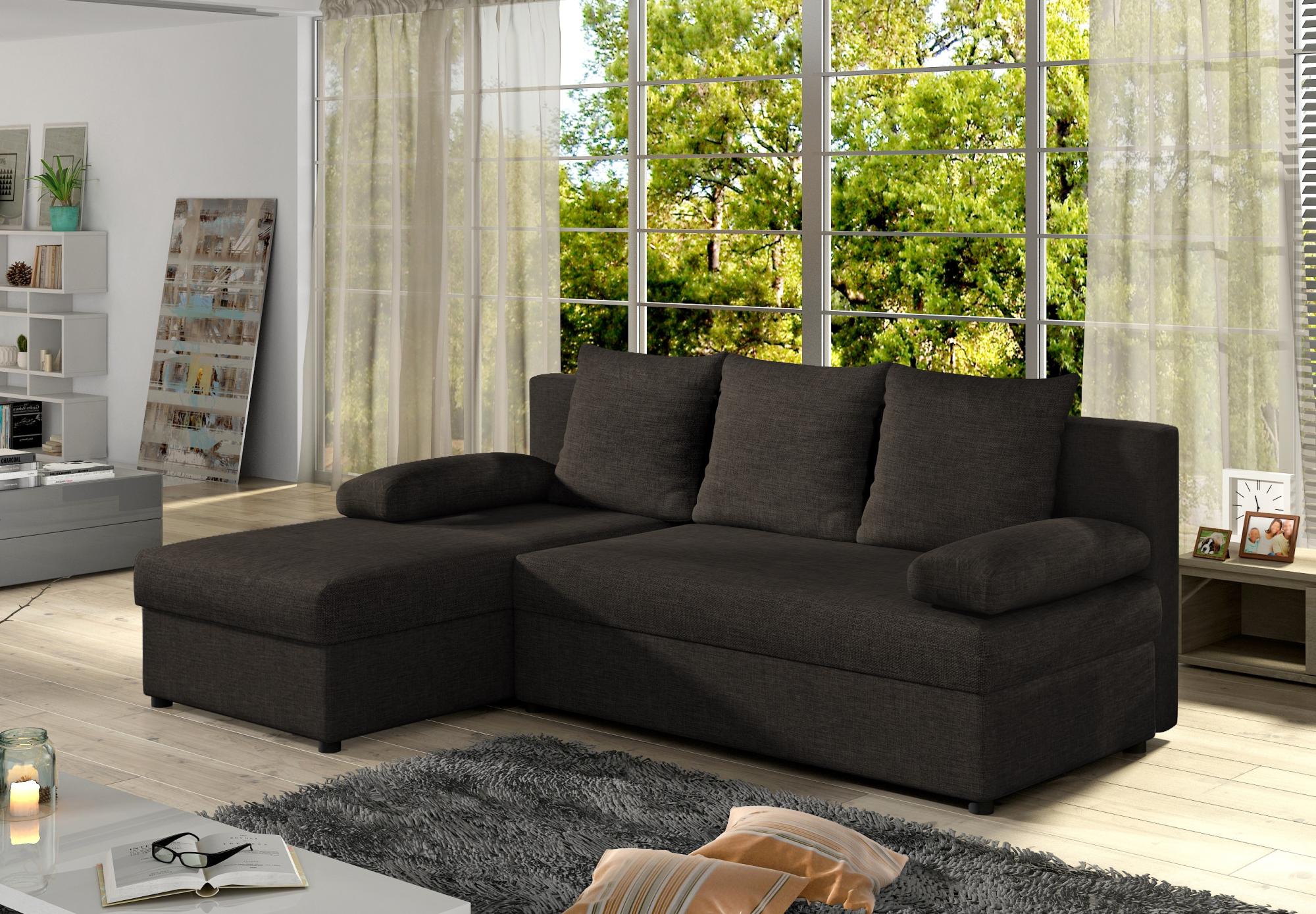 Canapé convertible angle réversible tissu marron Gary 206cm | Leroy Merlin