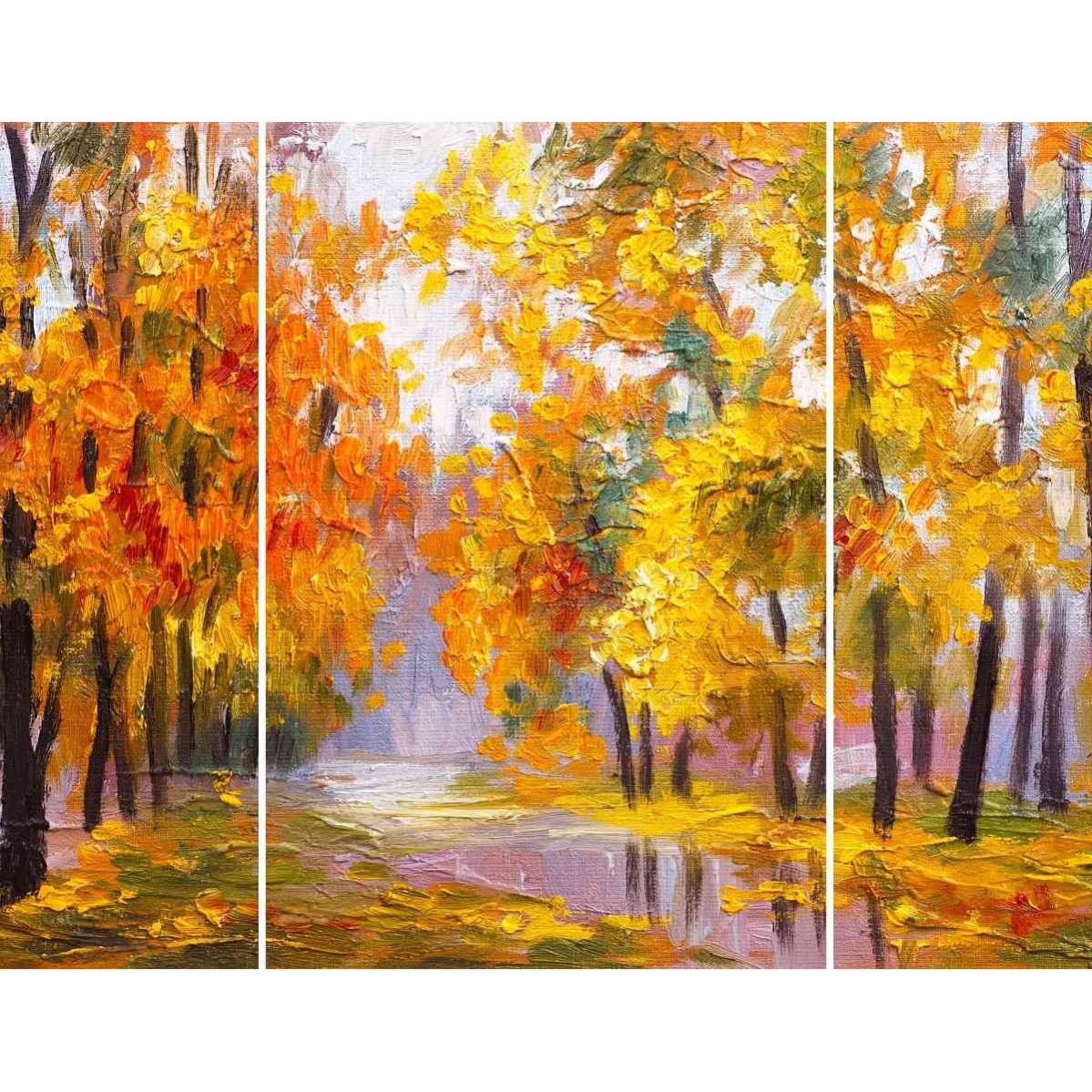Triptyque sur toile peinture d'automne 125x97 cm | Leroy Merlin