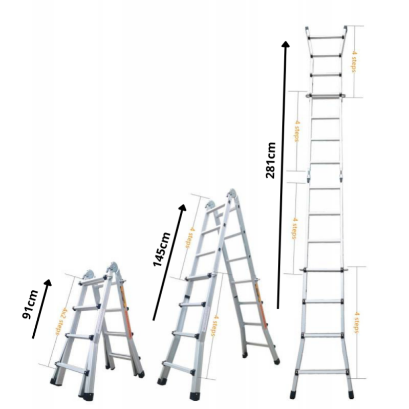 Scala pieghevole e telescopica in alluminio 4x3 gradini 2,81m | Leroy ...