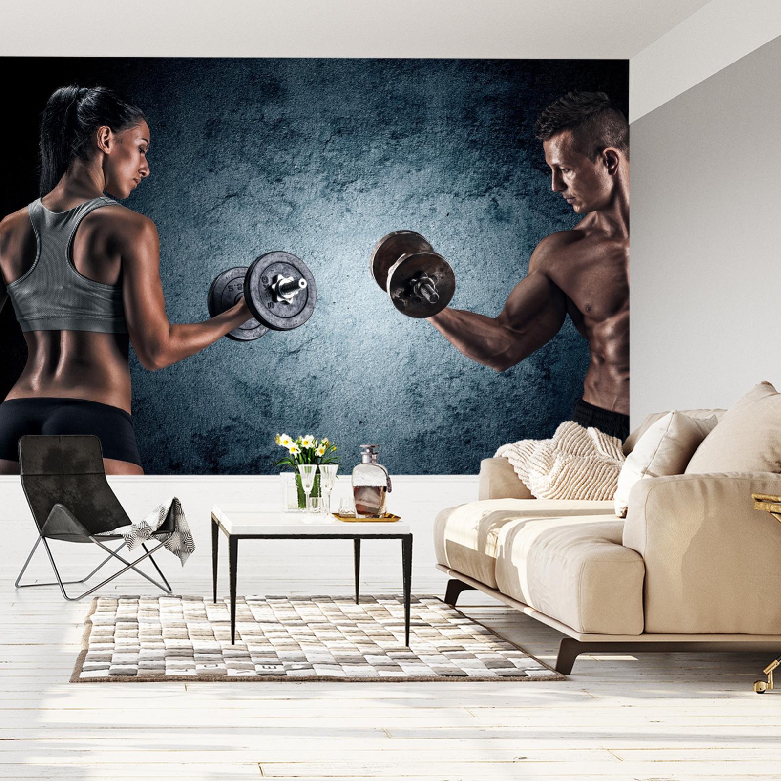 Carta Da Parati Uomo Muscolare Una Donna Atletica- Dimensione: 416x254 cm | Leroy Merlin