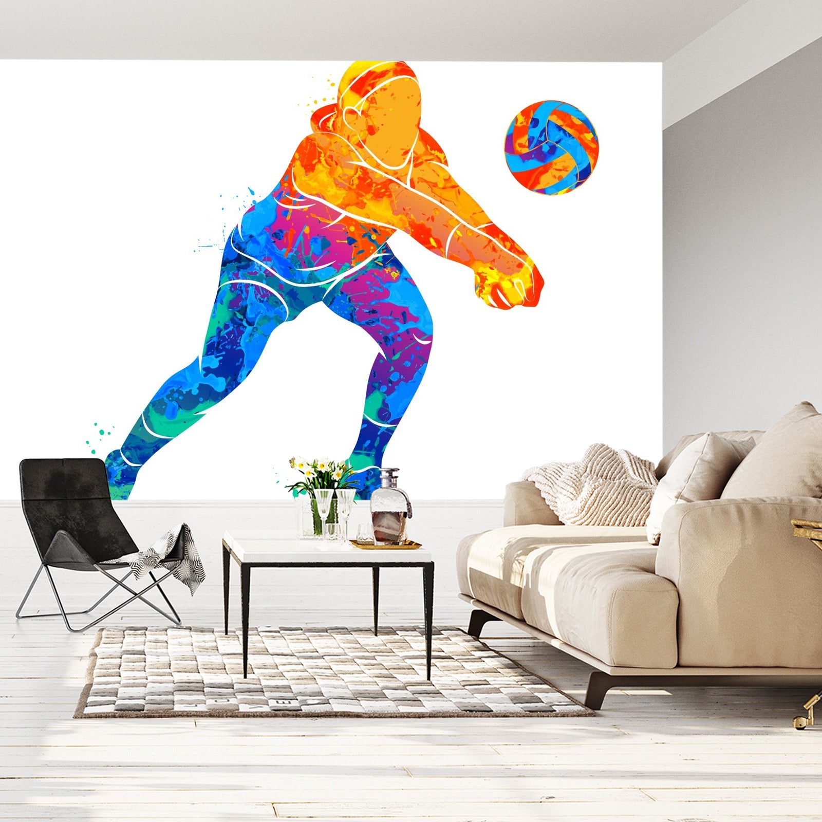 Carta Da Parati Giocatore Di Pallavolo Dipinto Con Acquerello Dimensione 450x300 Cm Leroy Merlin