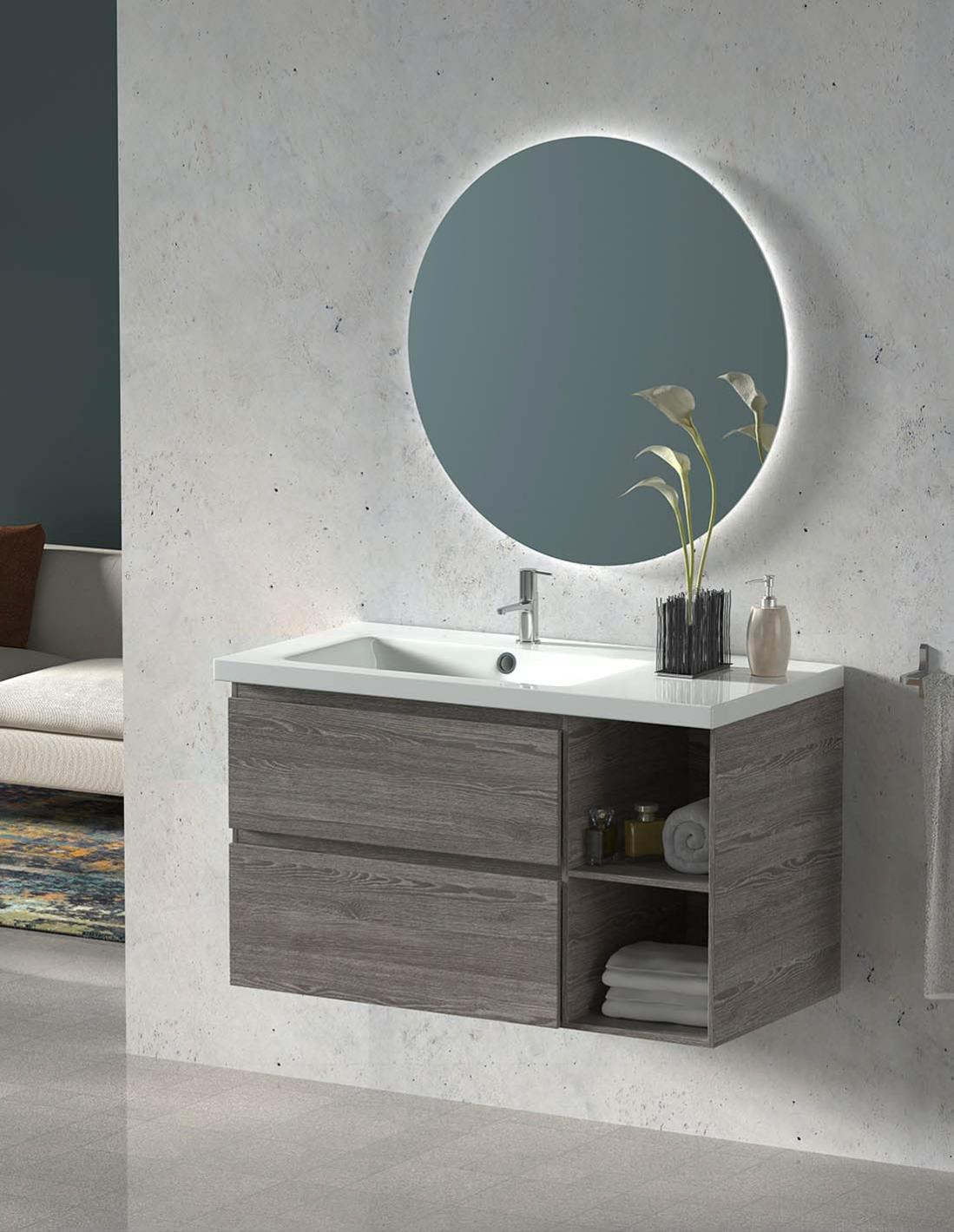 Set da bagno Zeus - 7 colori diversi 90 cm - con mobili, specchio ...