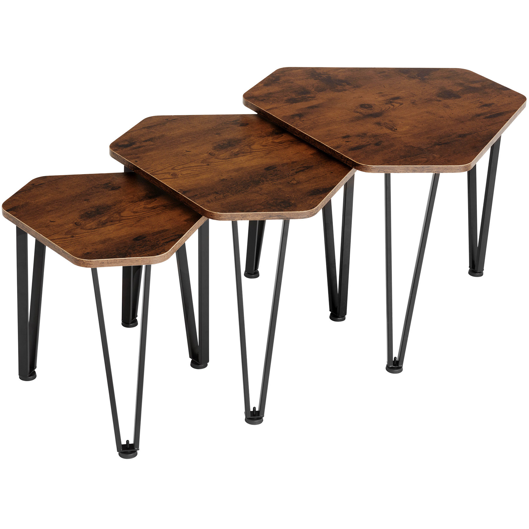 Tectake Ensemble de tables d’appoint Torquay - Bois foncé industriel ...