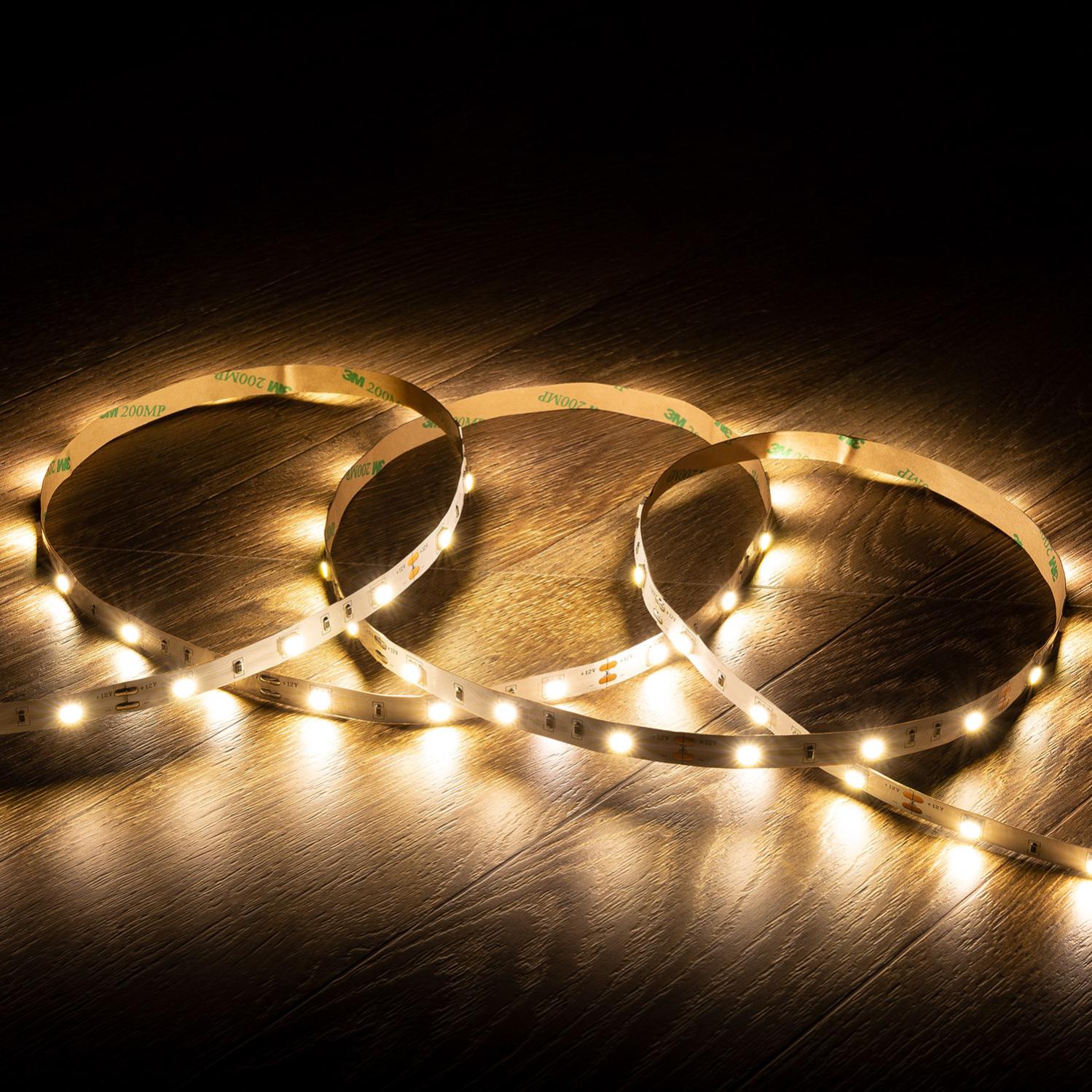 Ruban LED 12V DC 30LED/m 5m IP20 Largeur 10mm Coupe tous les 10cm Blanc ...