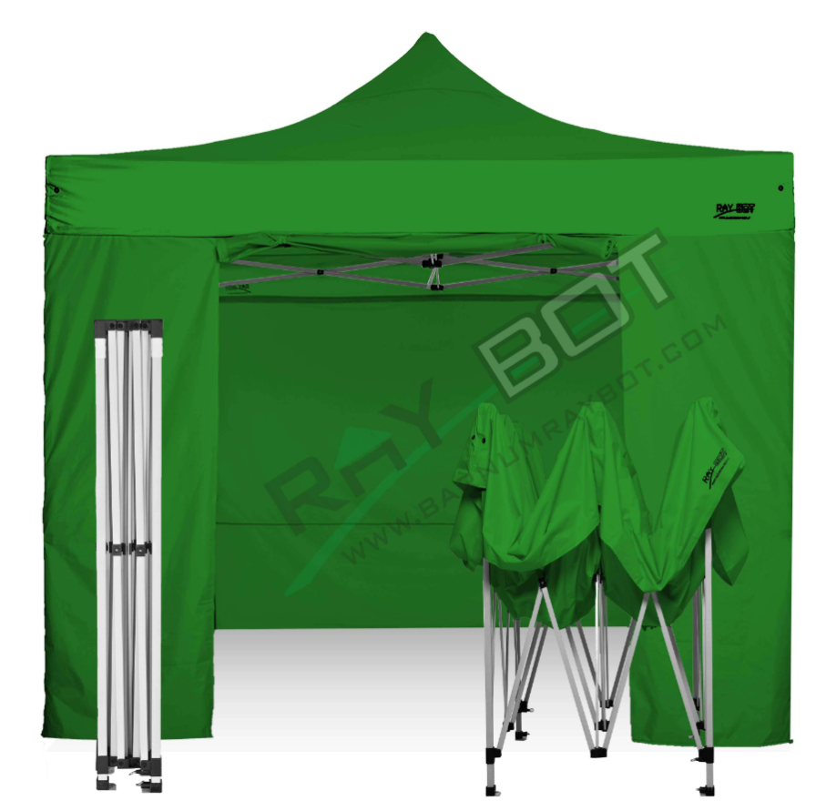 Barnum Pliant 3X3 RAY BOT Vert Acier 30mm avec LATÉRALES. Tissu enduit ...