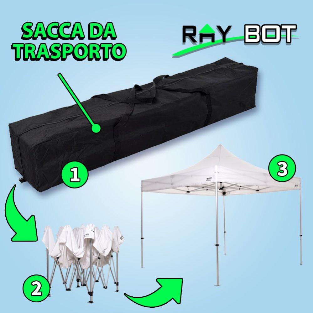Gazebo Pieghevole 4x4 RAY BOT Nero Professionale Senza Laterali ...