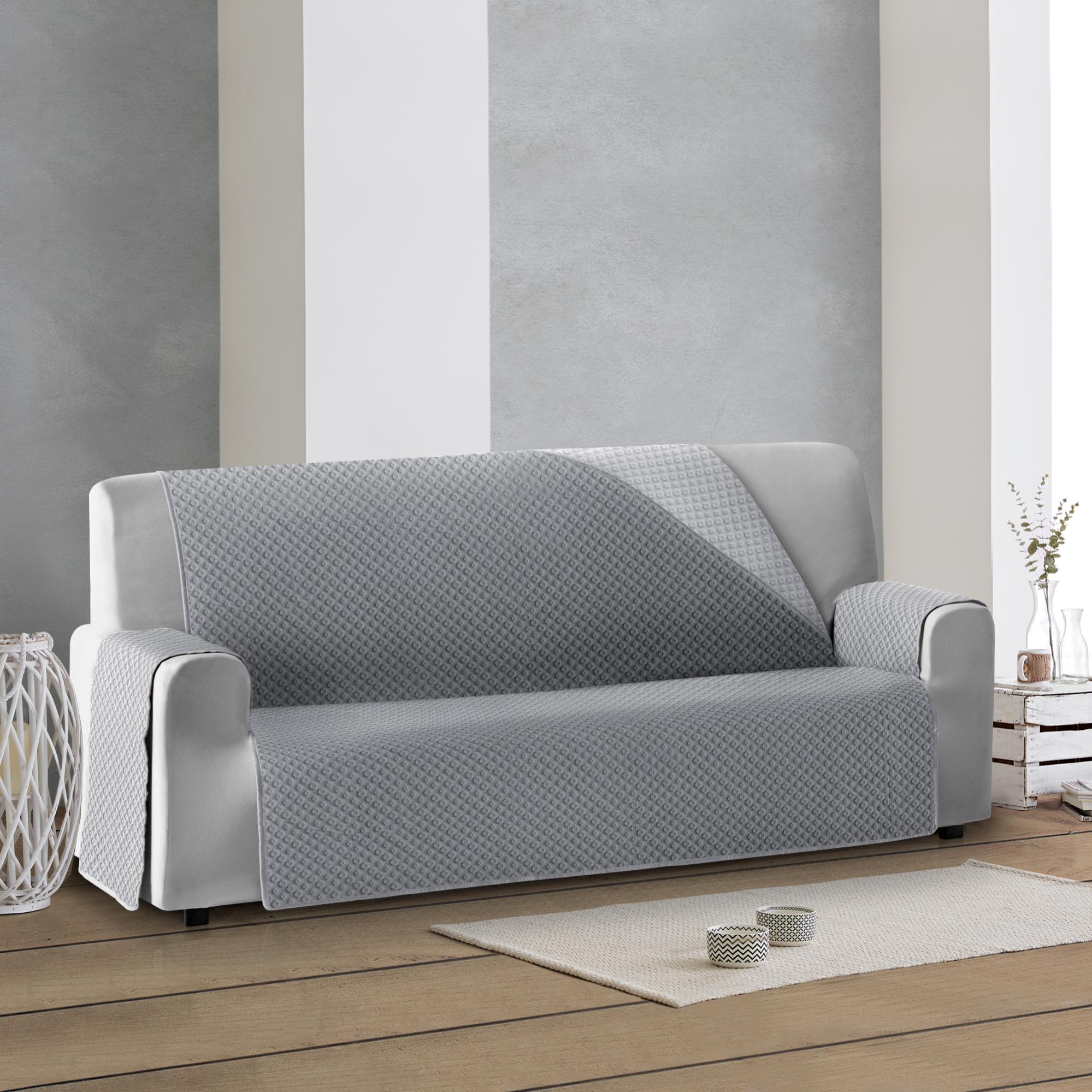 Housse de canapé matelassée Circle gris foncé - Gris 2 places 115 cm ...