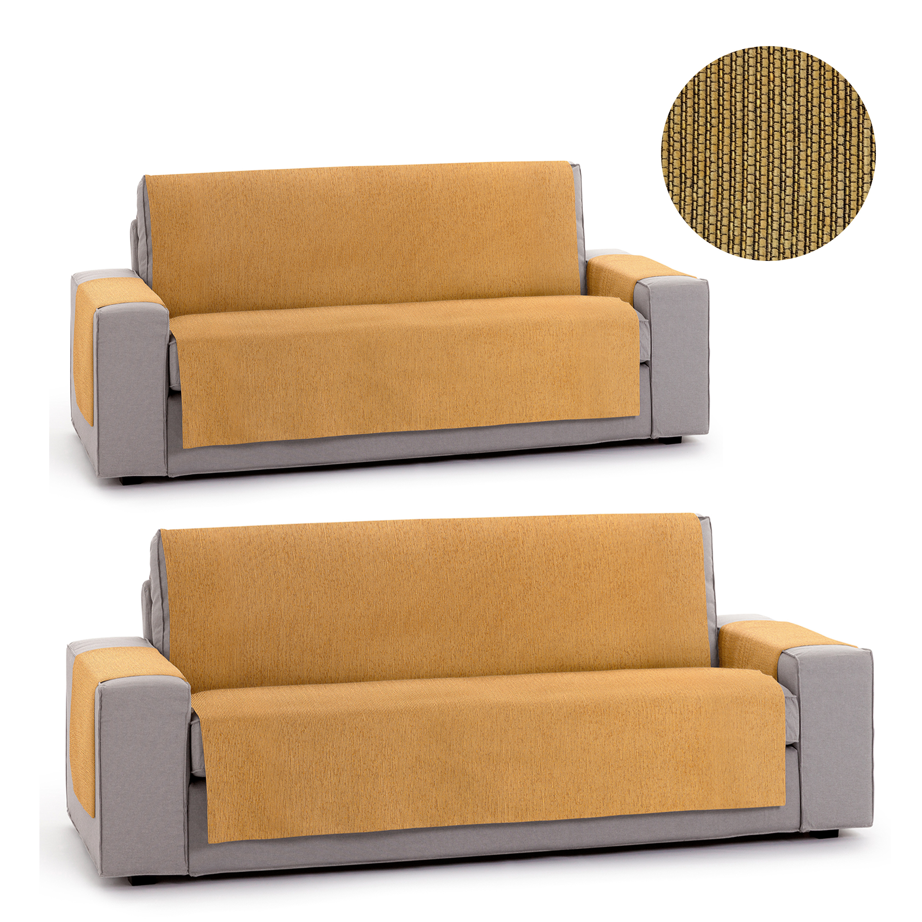 Pack Cubre Sofá Chenilla 3+2 Plazas Ocre | Leroy Merlin