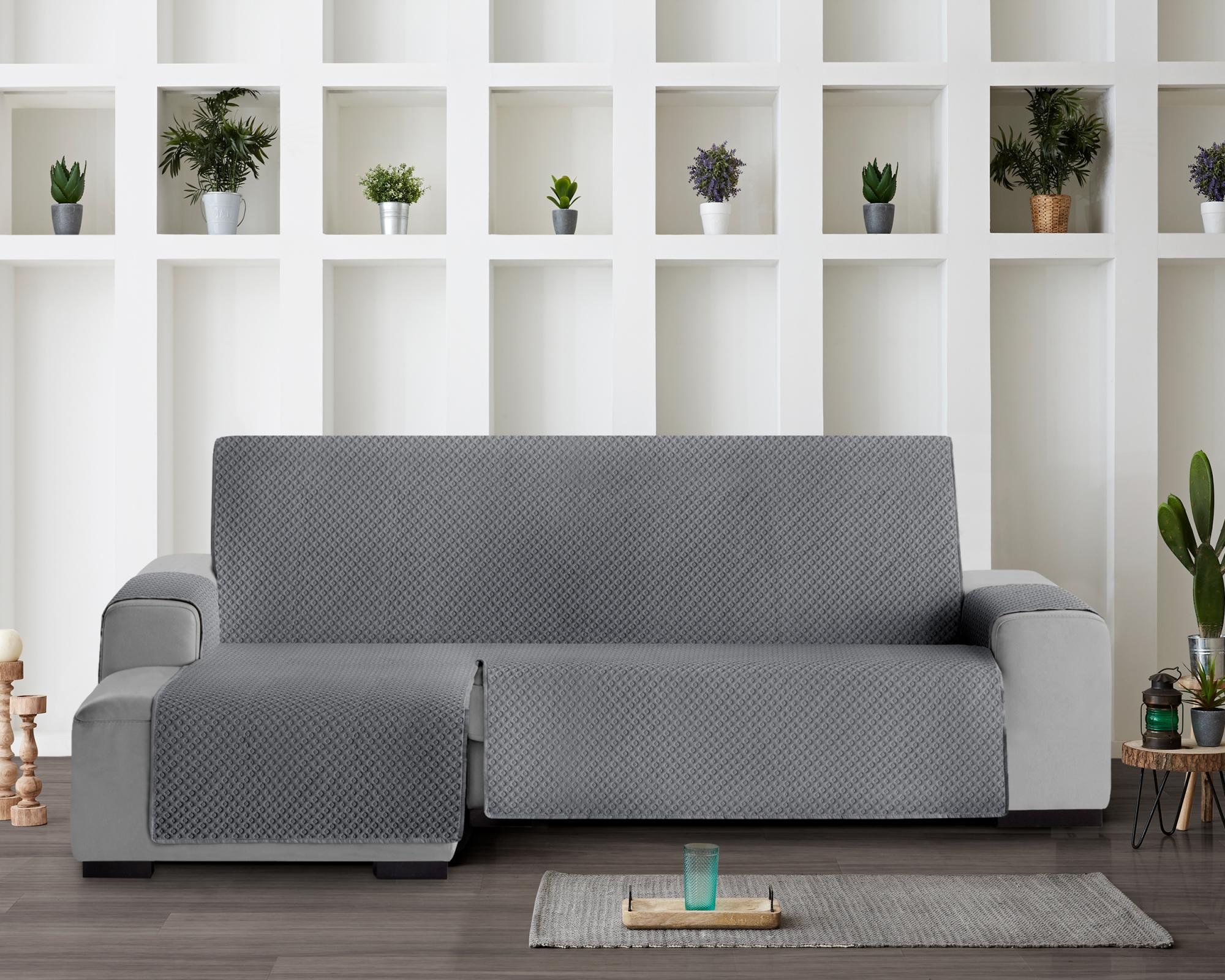 Funda cubre sofa acolchado circulos Gris Chaise Izquierdo 290 | Leroy ...