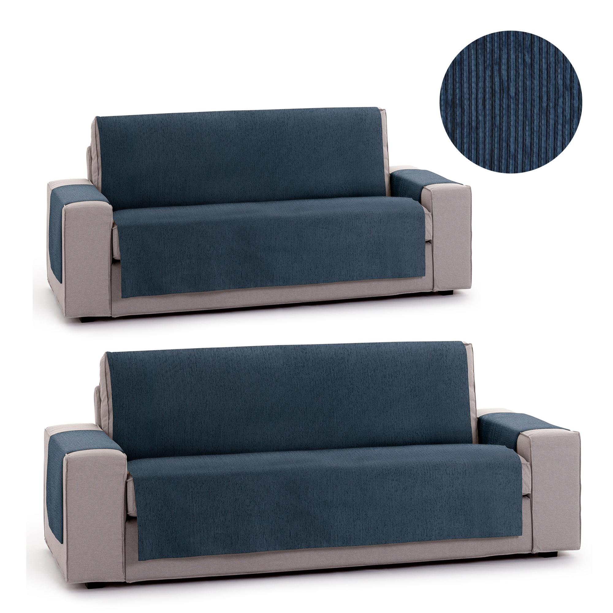 Pack Cubre Sofá Chenilla 3+2 Plazas Azul | Leroy Merlin