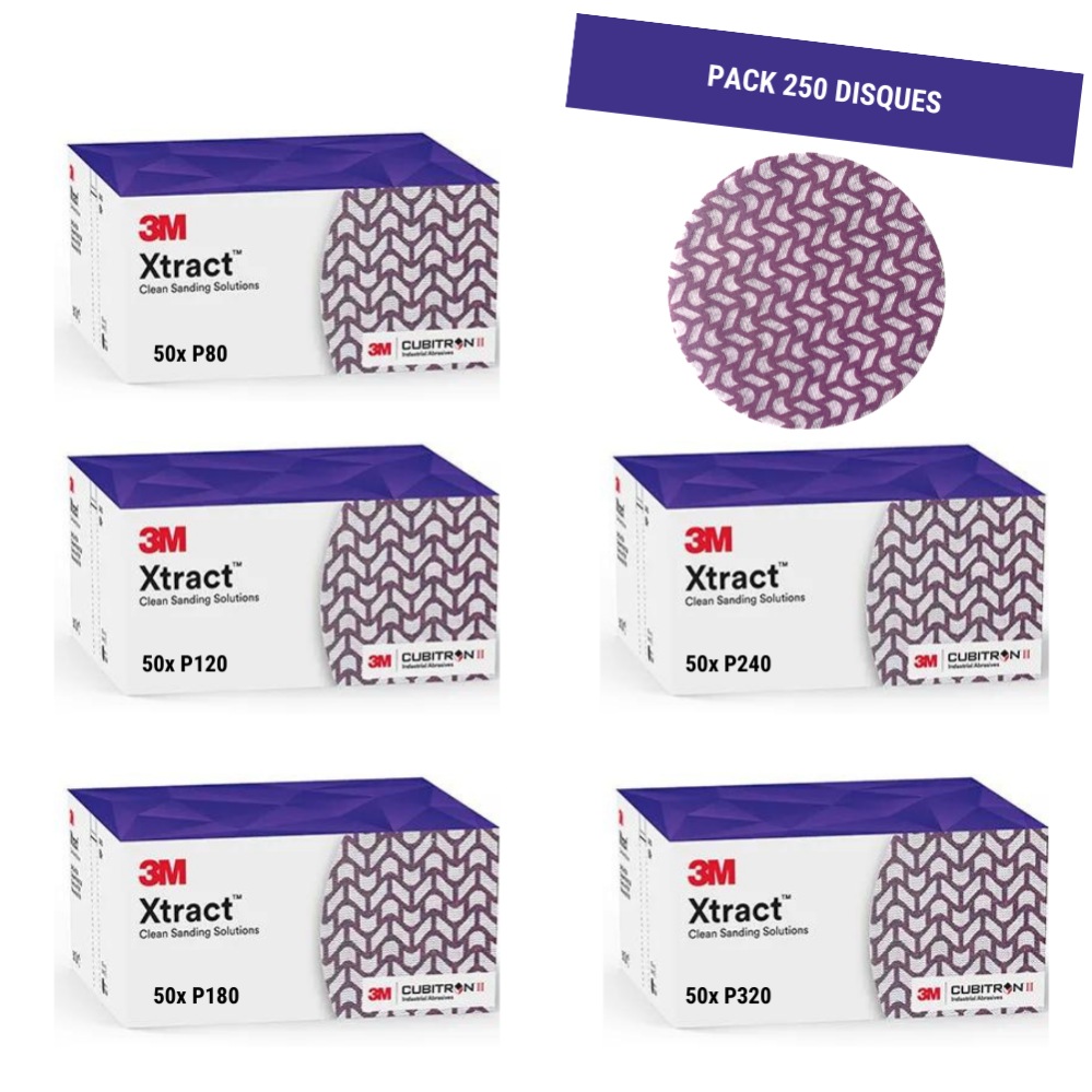 Pack de 250 disques abrasifs Ø150mm maille 3M Xtract Cubitron II 710W ...
