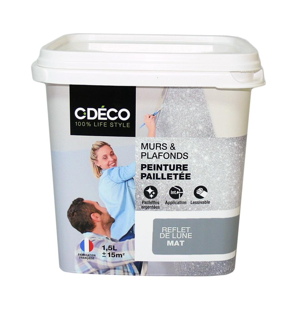 Peinture Pailletée Murs & Plafonds CDECO Reflet de Lune Mat 1,5L ...