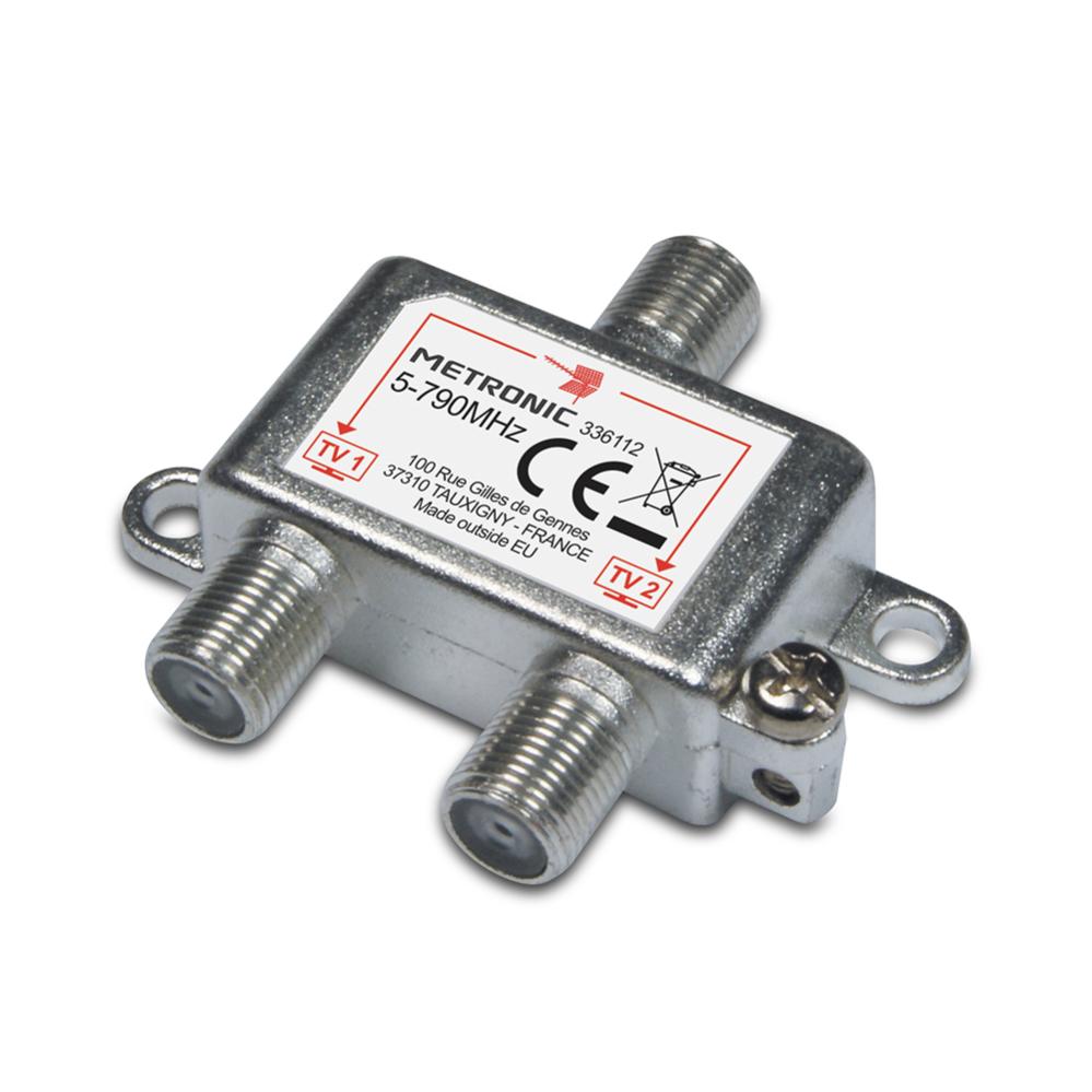 Répartiteur TV 2 sorties à fiche F blindé métal | Leroy Merlin
