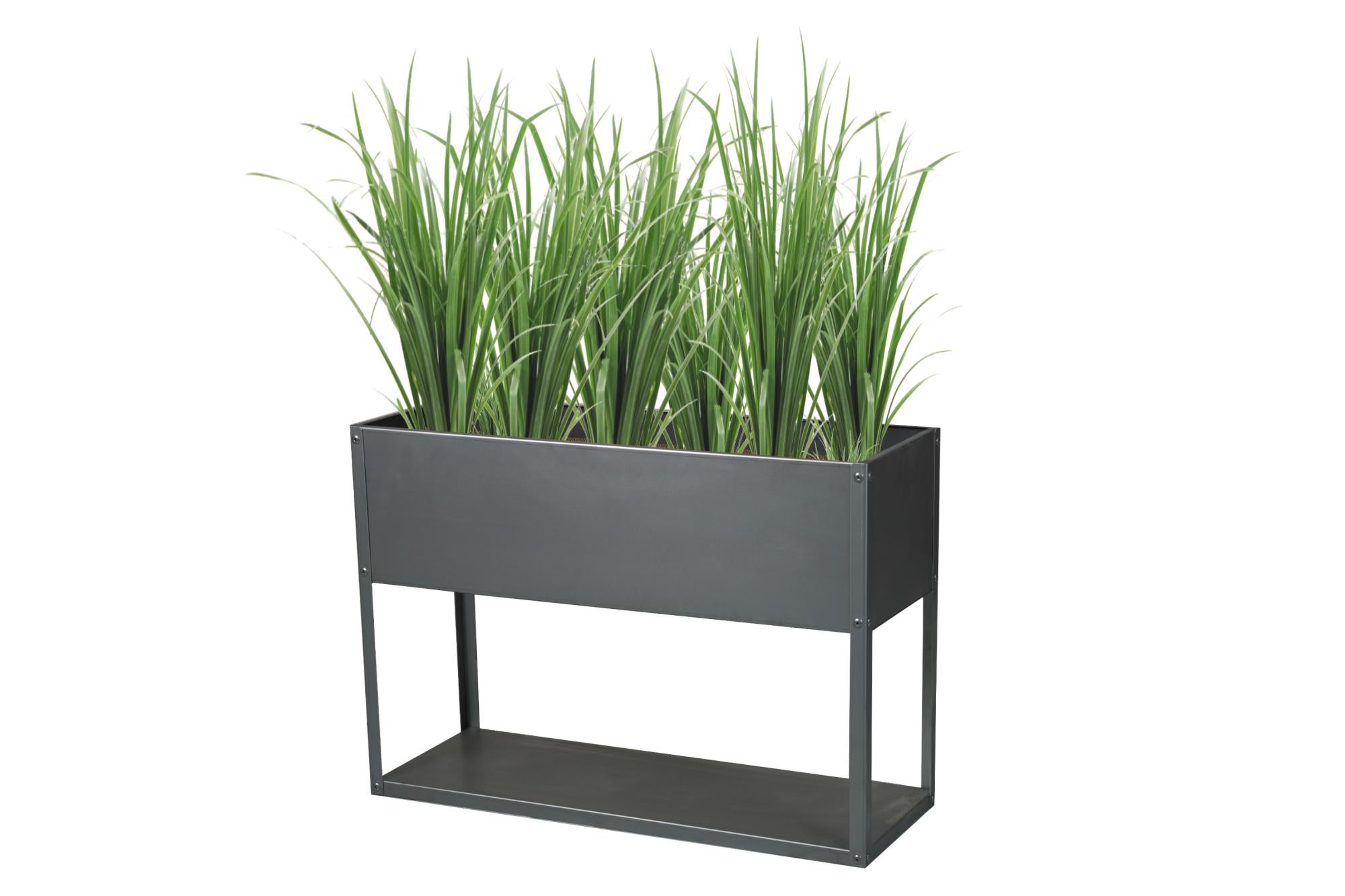 BAC A FLEURS AVEC ETAGERE EN ACIER GALVANISE POUR EXTERIEUR 90 x 30 x ...
