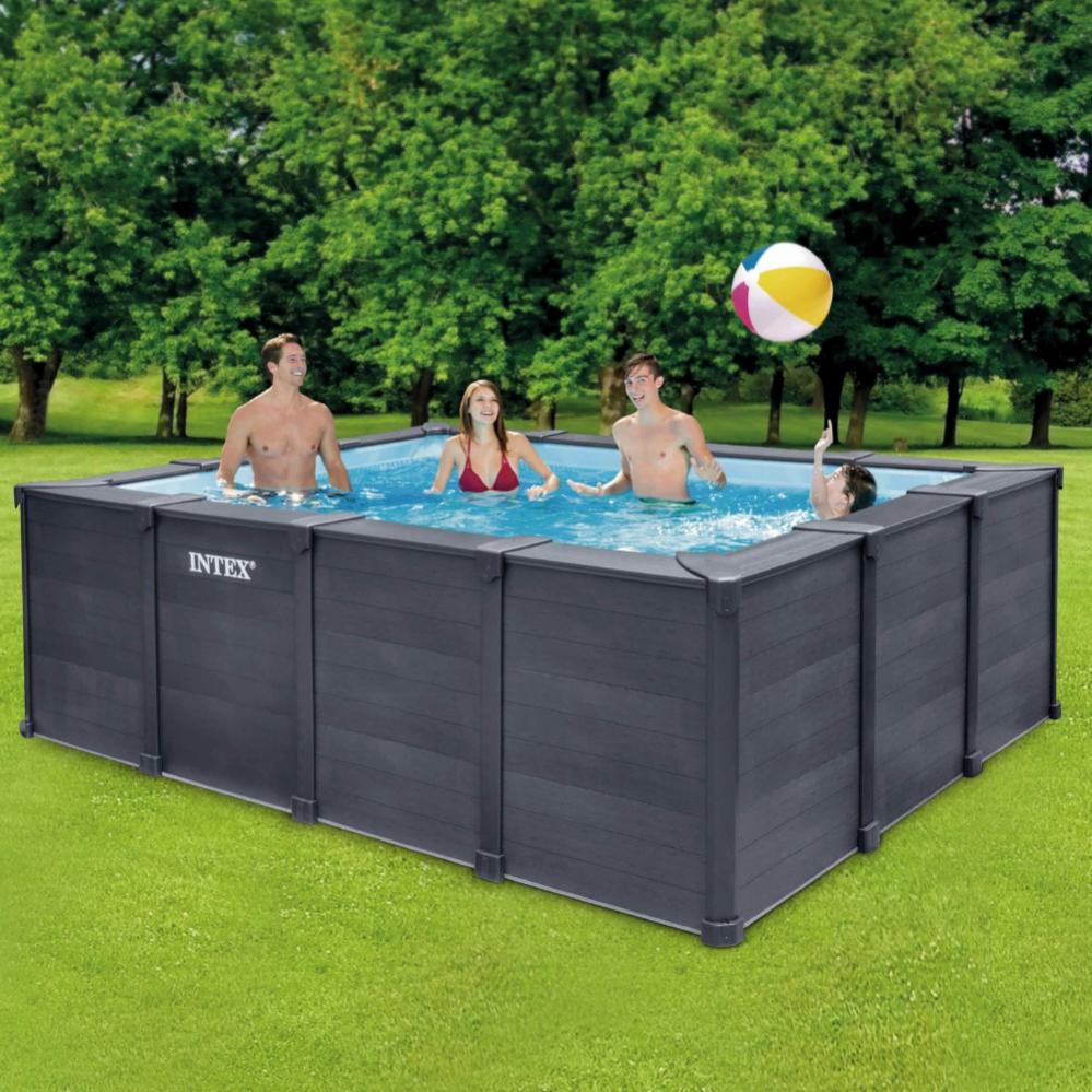 Intex 26396NP - Piscina Graphite Gray Panel Rettangolare, con Pompa ...
