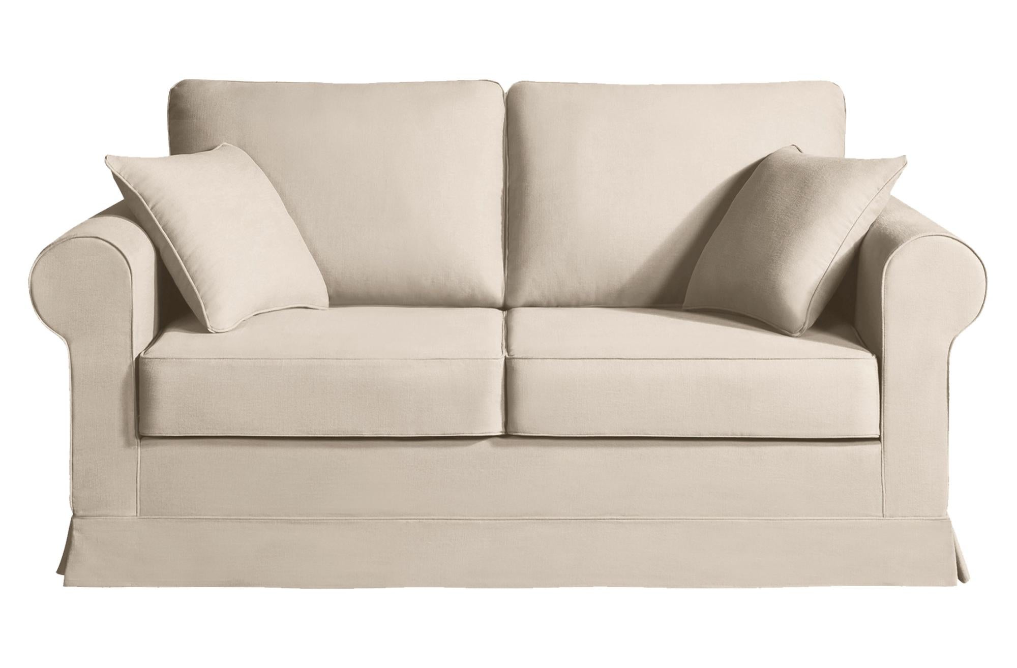 Canapé 2 pl COLME 170 cm fixe tissu Tradition Beige - 100% déhoussable ...