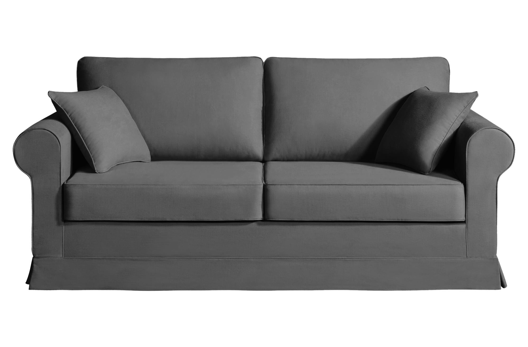 Canapé 3 pl COLME 190 cm fixe tissu Tradition Anthracite - 100% ...