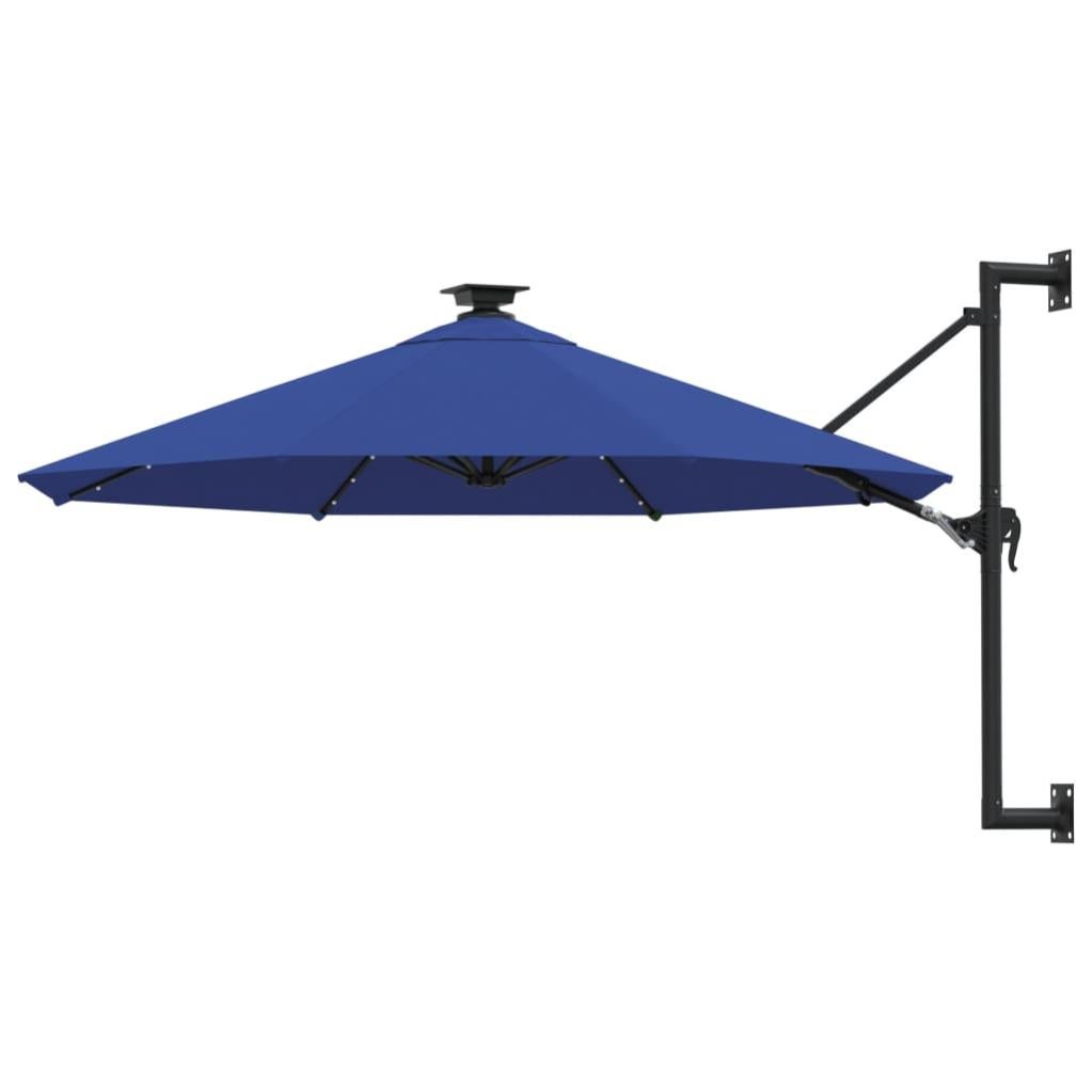 Parasol mural avec mât métallique et LED 300 cm Bleu | Leroy Merlin