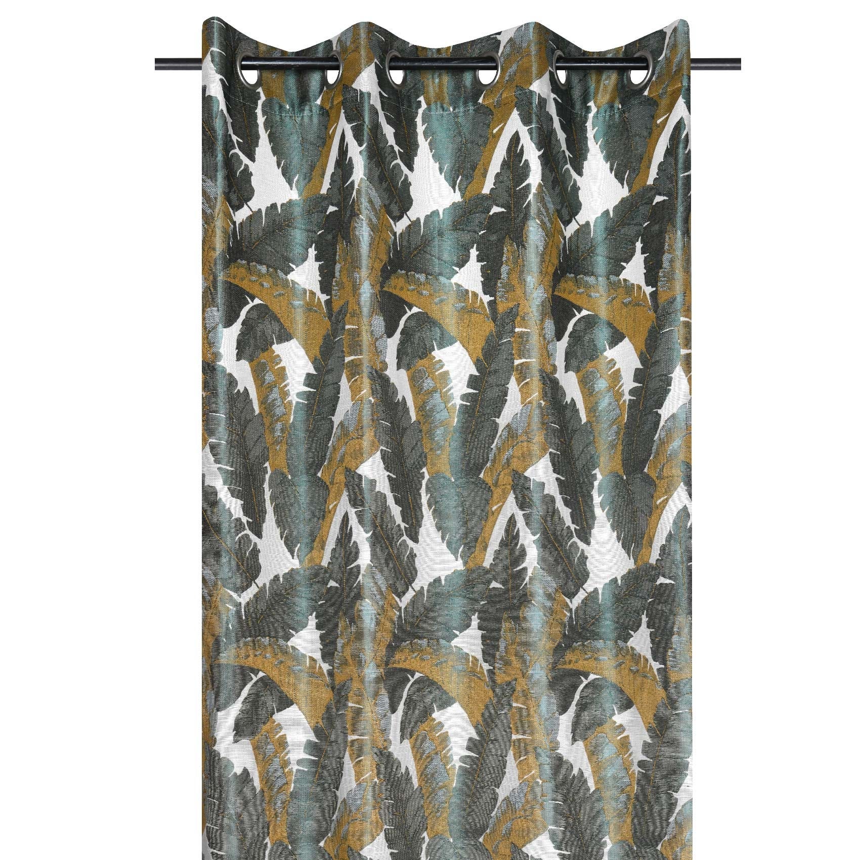 Rideau d'ameublement aux doux feuillages - Vert emeraude - 140x260 cm ... Rideau d'ameublement aux doux feuillages - Vert emeraude - 140x260 cm ...