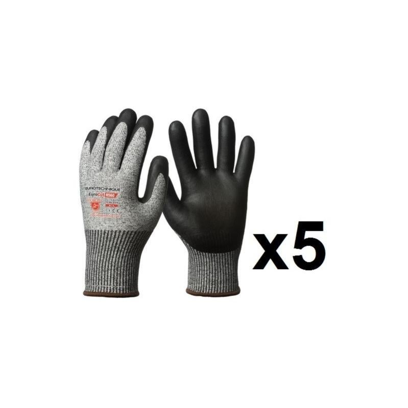 5 paires de gants anticoupure HPPE enduction nitrile N560 EuroCut ...