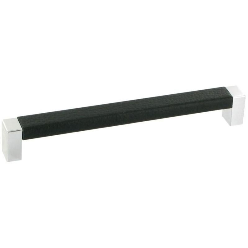 Poignée cuir et plastique - Entraxe : 96 mm - : - Décor : Noir / Chromé ...