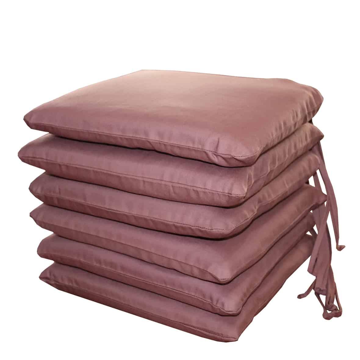 Set of 6 removable Panama cotton double-faced chair cushions with ties ...