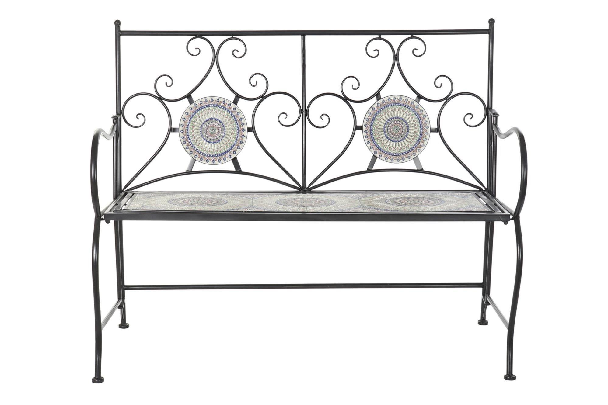 Banc de jardin en métal noir - Largeur 111 x Hauteur 88 x Profondeur 54 ...