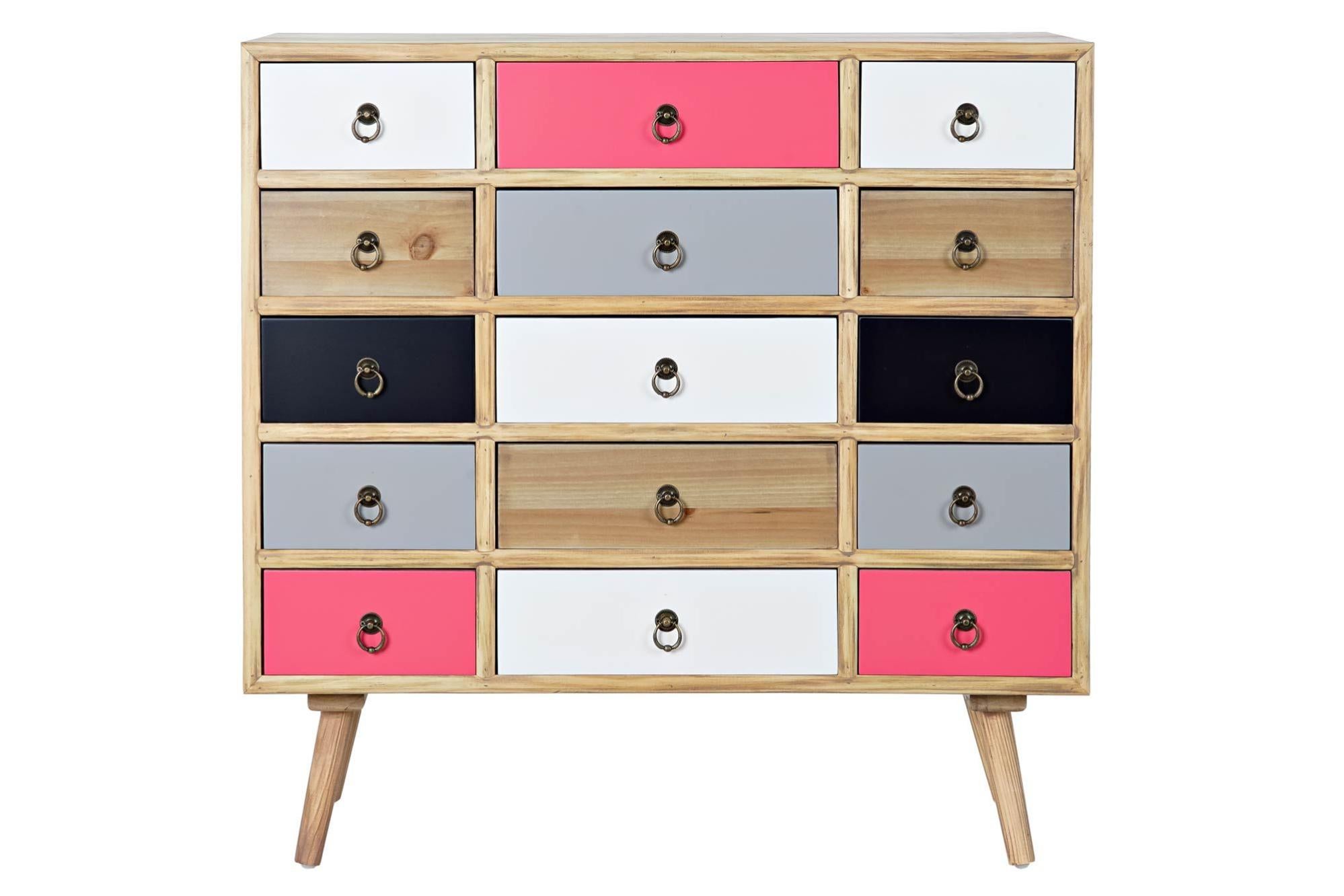 Commode en bois MDF avec 15 tiroirs - Largeur 80 x Hauteur 82 x ...