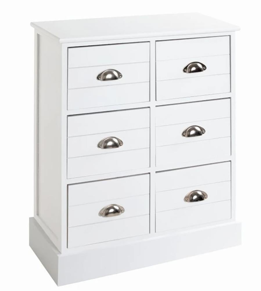 Commode en bois massif et MDF laqué blanc - Longueur 60 x Hauteur 75 x ...