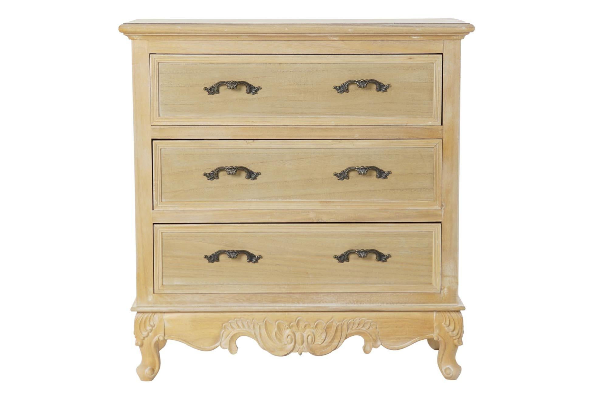 Commode en bois sapin avec 3 tiroirs - Largeur 70 x Hauteur 72,5 x ...